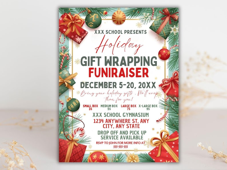 Editable Christmas Gift Wrapping Fundraiser Flyer (digital Download) - Etsy