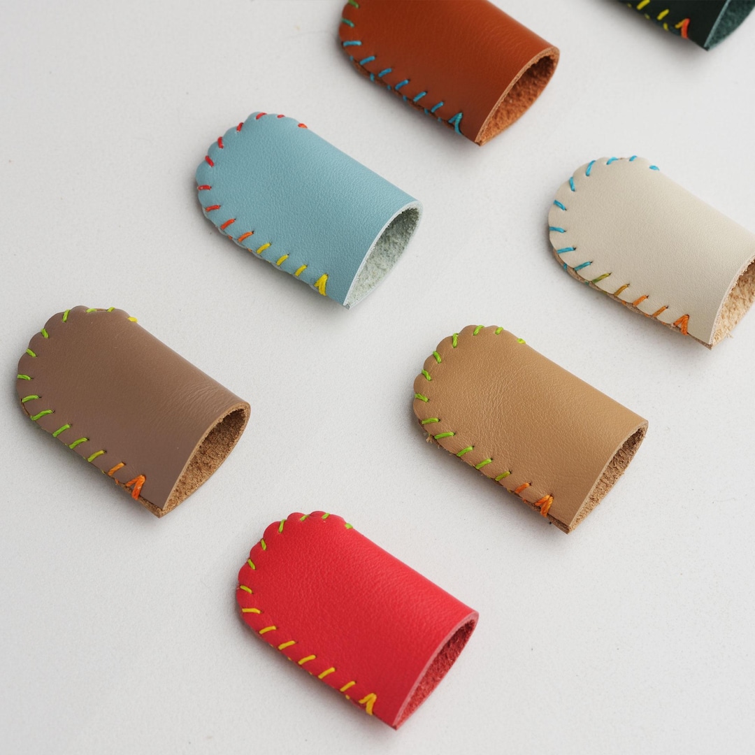 Handmade Leather Thimble With Rainbow Stitching | Soft Italian Leather ...