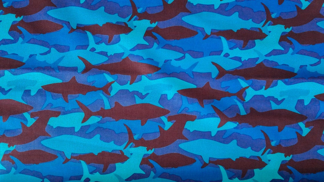 Remnant David Textiles Shark Camo 100% Cotton, 1 Yd, 15 In - Etsy
