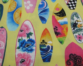Tropical Beach Floral Fabric Miami Beach Yellow by Shopcabin - Etsy