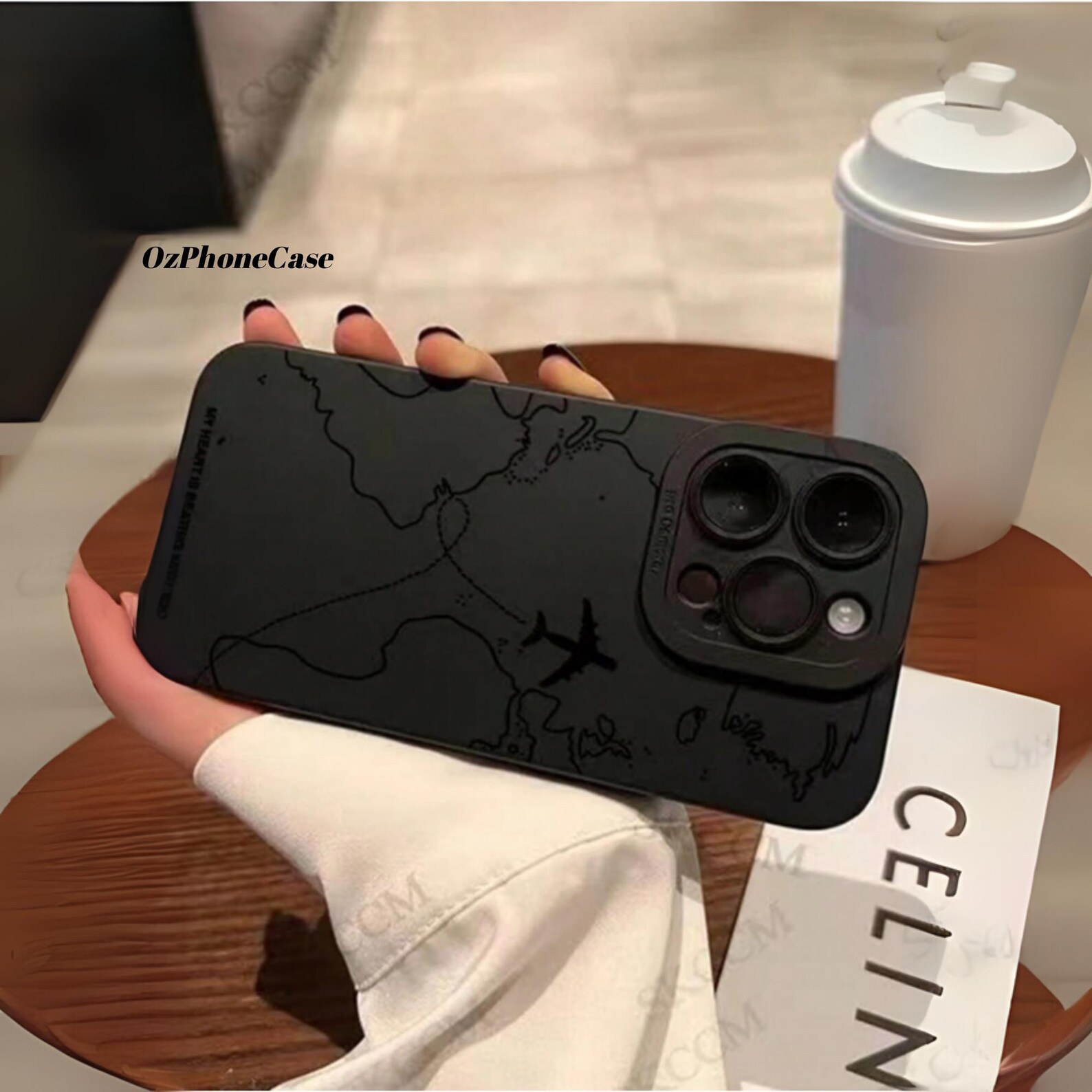 Travel Map and Plane Painted Phone Case, Anti-drop Soft TPU, Straight ...