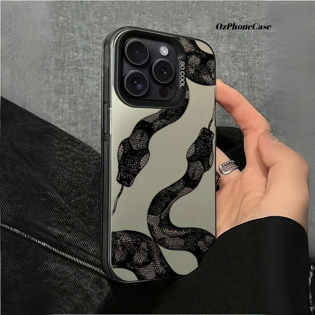 Black Snake Skin Matte Phone Case, Goth Punk Style, Shockproof ...