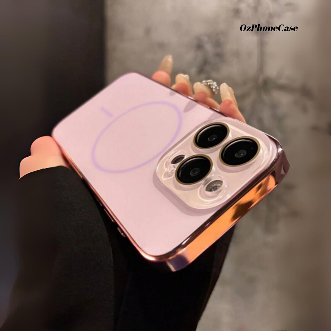 Electroplated Frame Minimalist Clear Magnetic Phone Case, Wireless ...