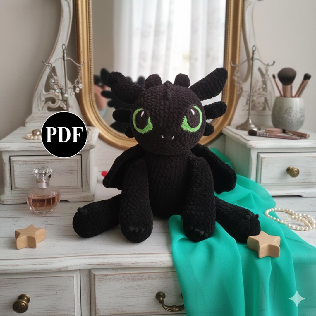 Crochet Black Toothless Dragon Pattern,intermediate Pattern,crochet ...