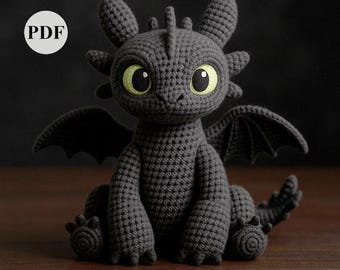 Toothless Crochet Dragon Amigurumi Pattern: Night Fury PDF (digital ...