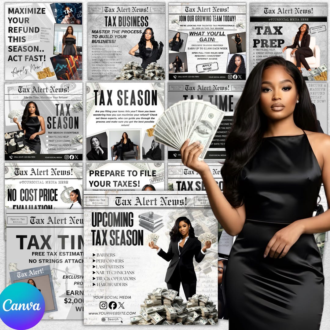 15 Tax Expert Service Flyer Bundle, Editable Canva Template, 2026 Tax ...