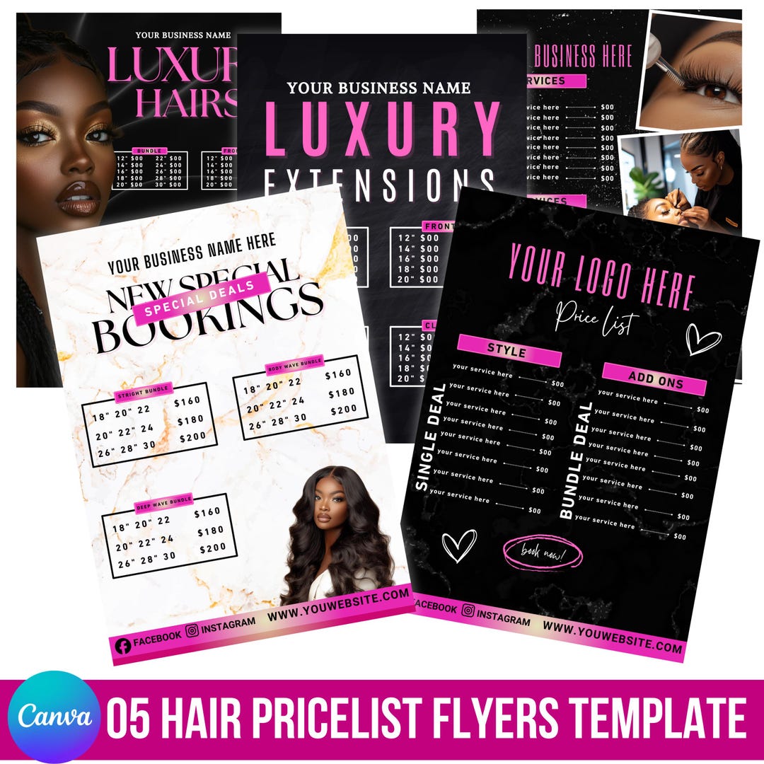 DIY Hair Collection Price List Flyer, Hair Pricelist Flyer, Hair ...