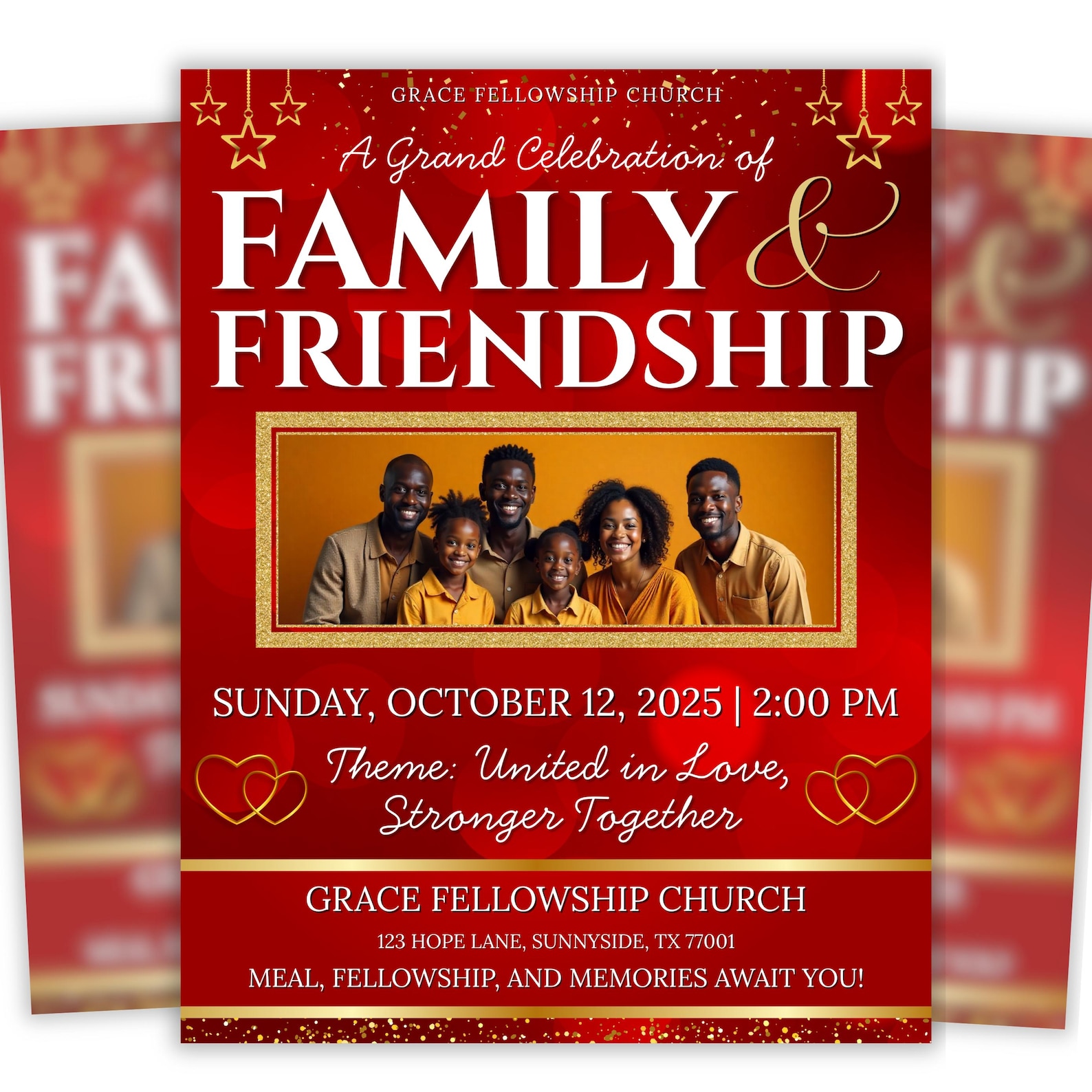 Family and Friends Flyer, Church Flyer Template, Editable Printable ...