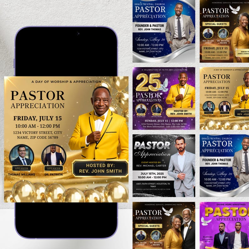 Pastor Appreciation Flyer Bundle, Worship Church Flyer, Prayer ...