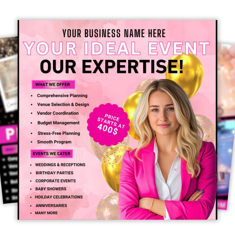 Event Planner Flyer, DIY Flyer Template Design, Party Planning Services ...