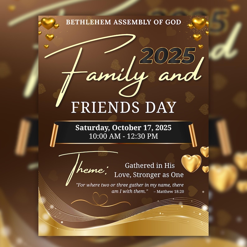 Family and Friends Flyer, Church Flyer Template, Editable Printable ...
