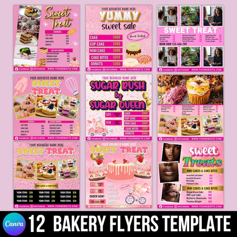 Bakery Flyer Editable Canva Template , Sweet Treats Flyer, Bake Sale ...
