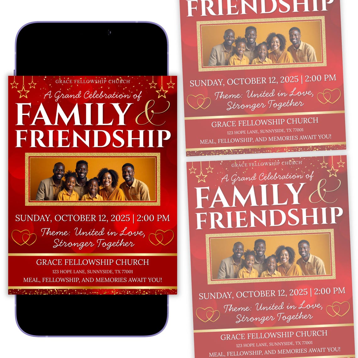 Family and Friends Flyer, Church Flyer Template, Editable Printable ...