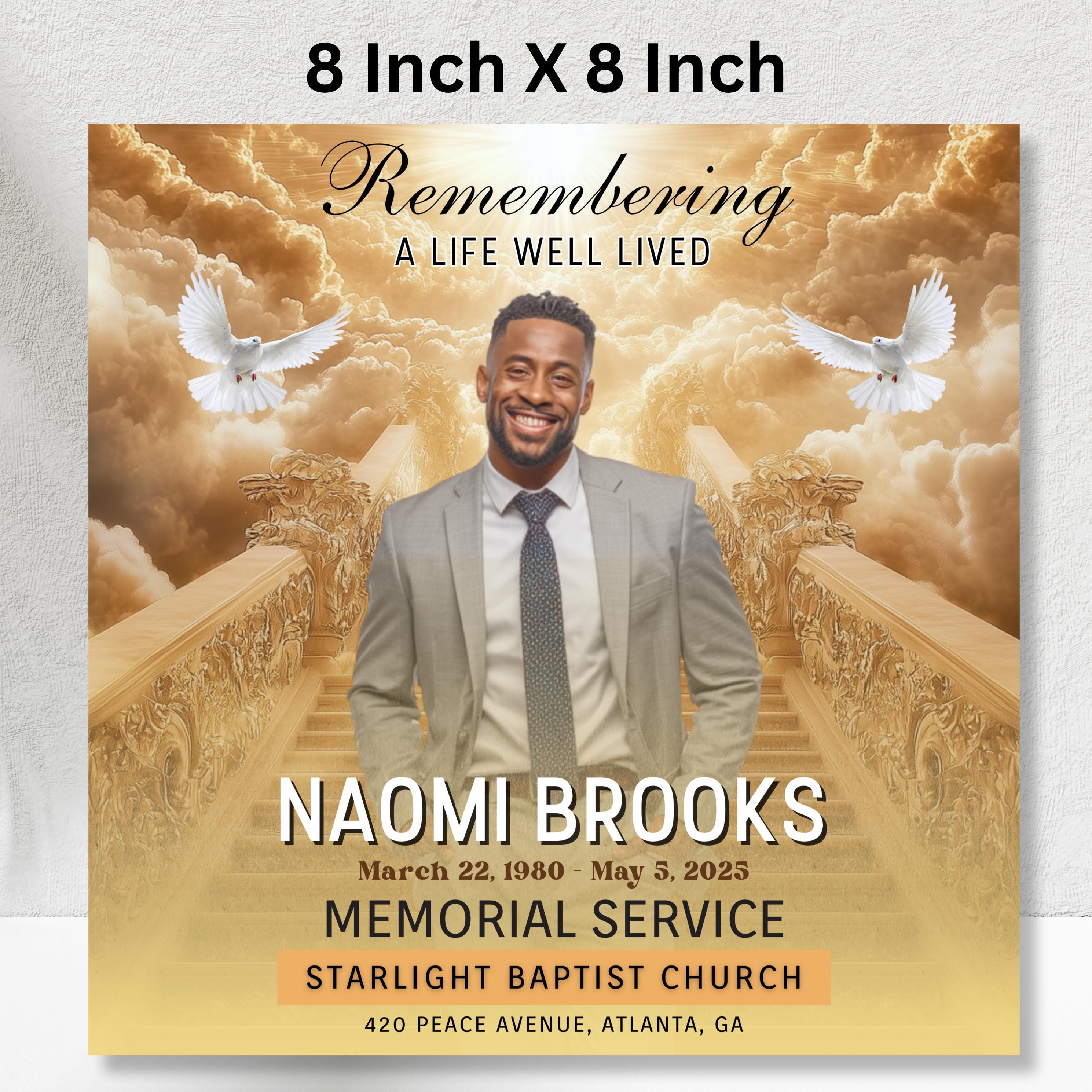 Memorial Funeral Announcement Flyer, Memorial Flyer Template, Rest in ...