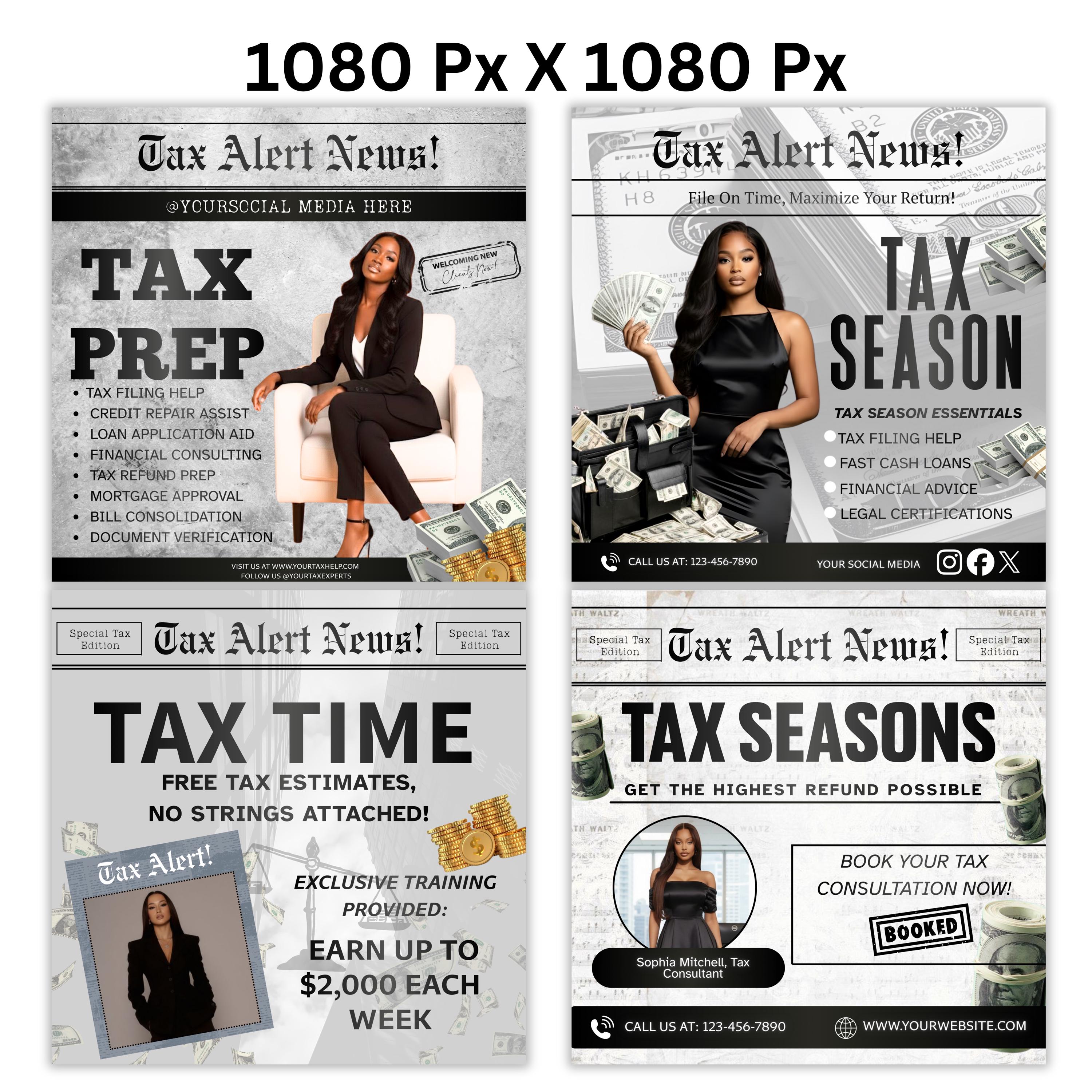 15 Tax Expert Service Flyer Bundle, Editable Canva Template, 2026 Tax ...