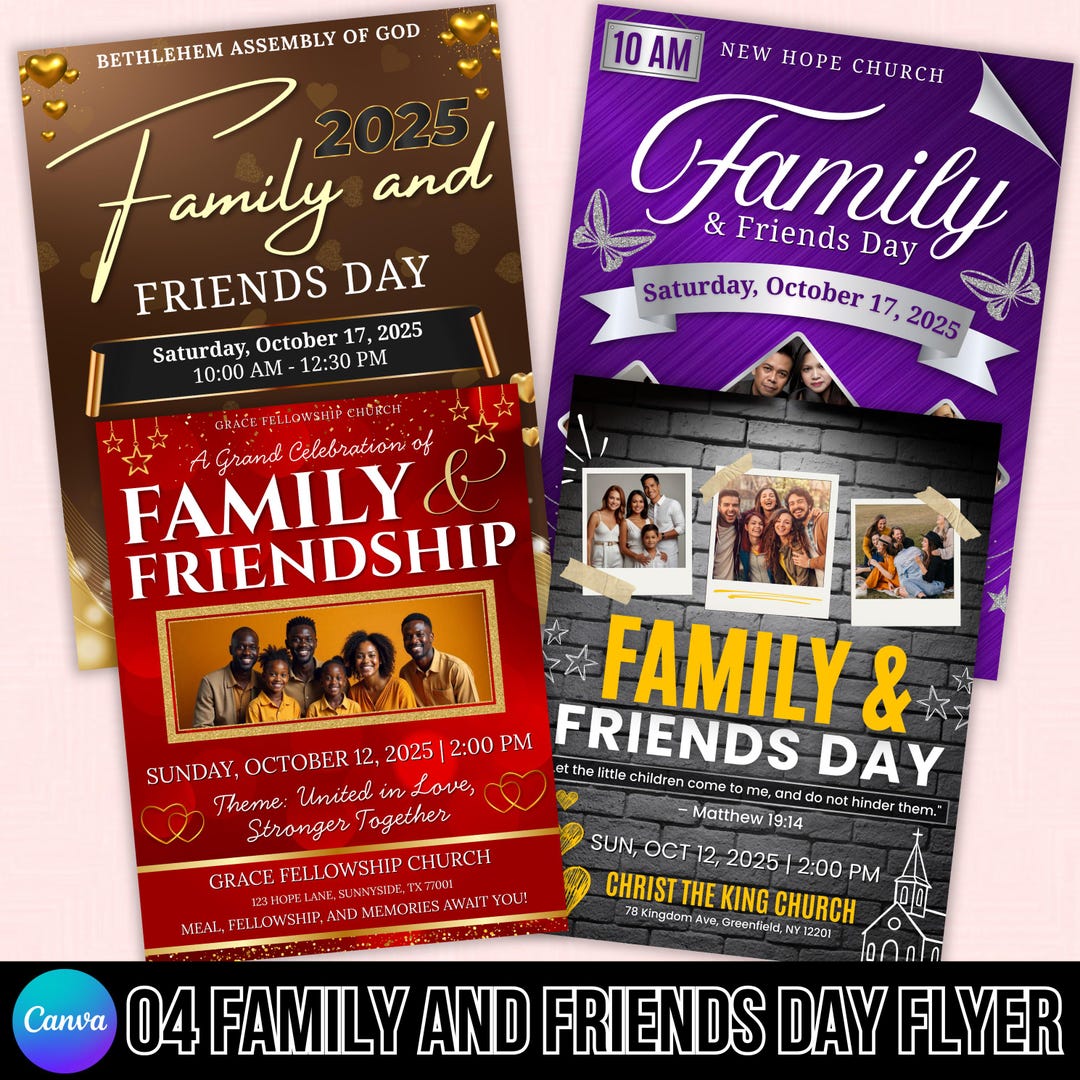 Family and Friends Flyer, Church Flyer Template, Editable Printable ...