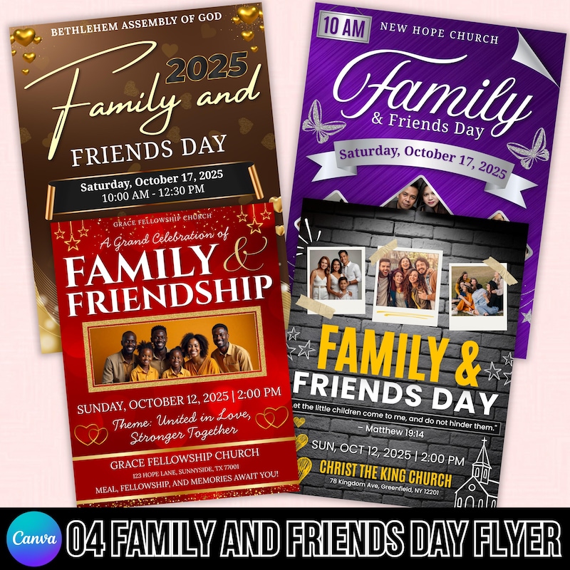 Family and Friends Day Program Template - Etsy