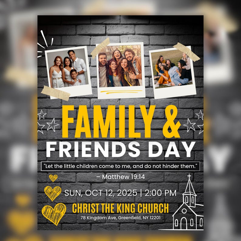 Family and Friends Flyer, Church Flyer Template, Editable Printable ...