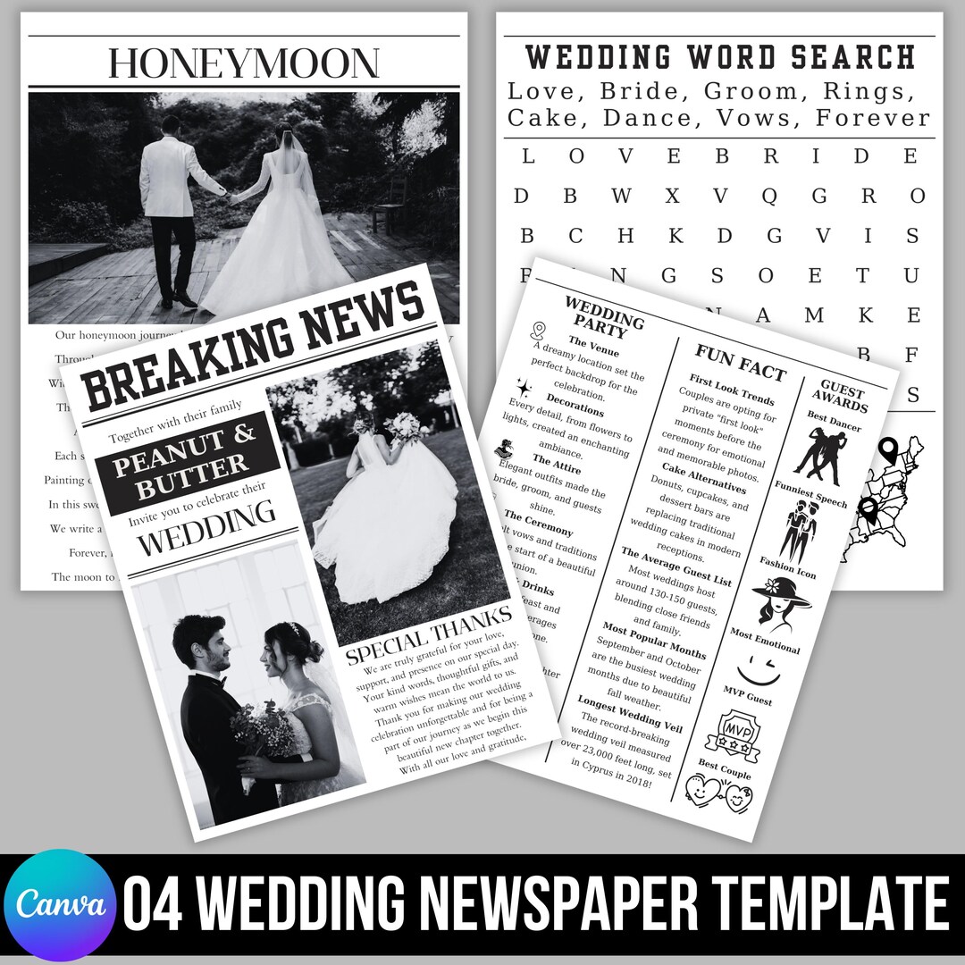 Wedding Newspaper Template With Photo, Wedding Newspaper Template ...