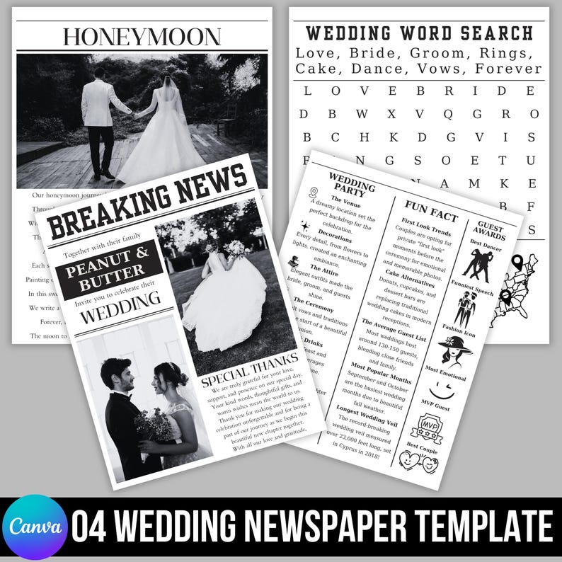 Wedding Newspaper Template With Photo, Wedding Newspaper Template ...