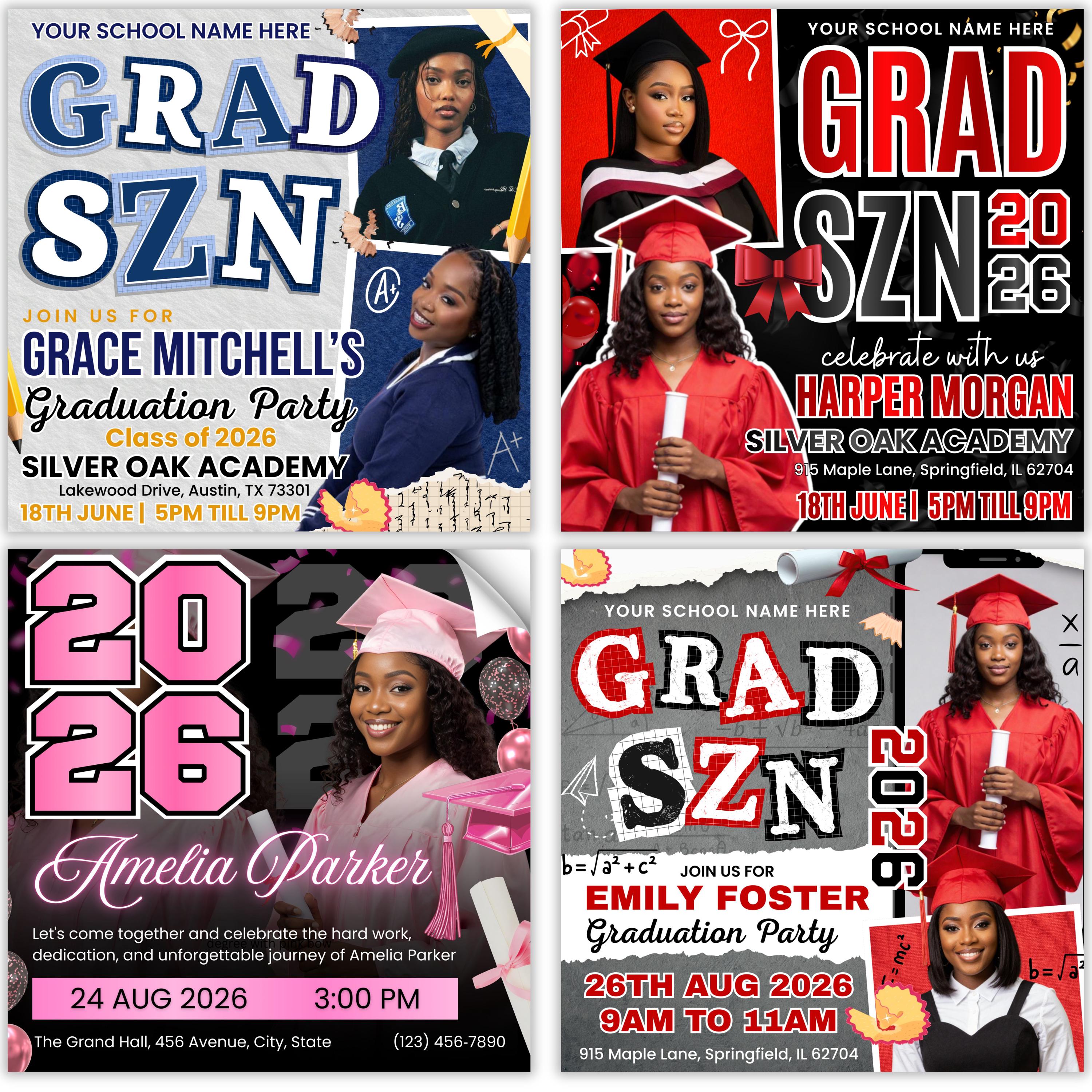 Graduation Party Flyer Canva Design, Graduation Flyer Template, Senior ...