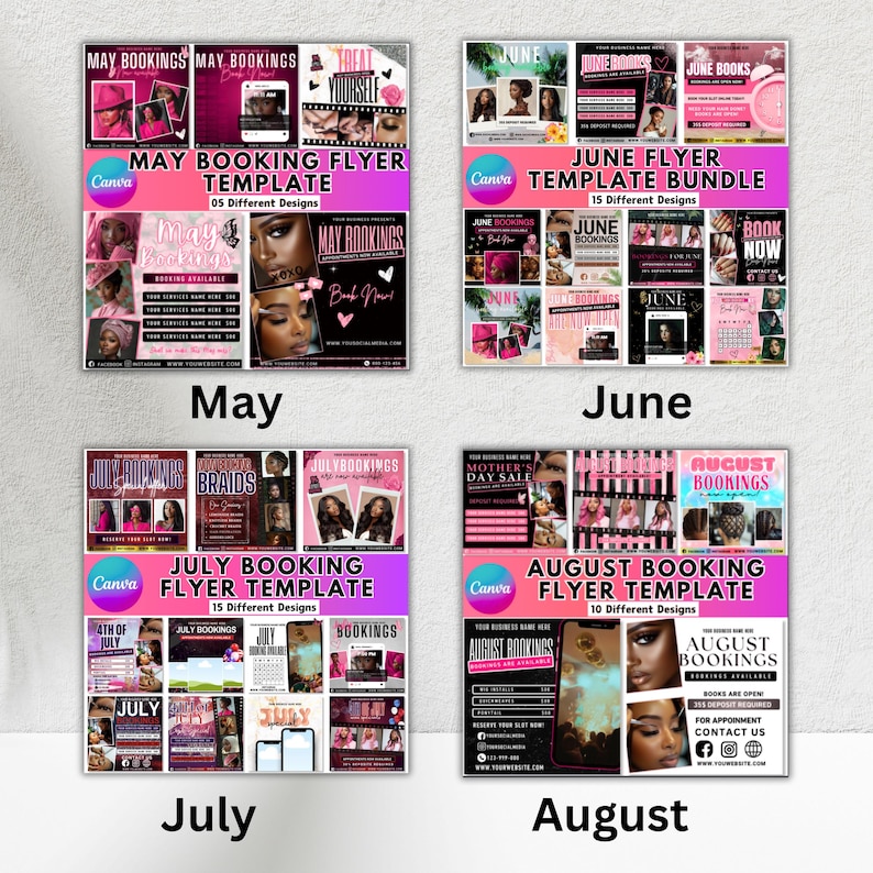 12 Monthly Flyer Mega Bundle, Yearly Flyers Template, 12 Month Booking ...