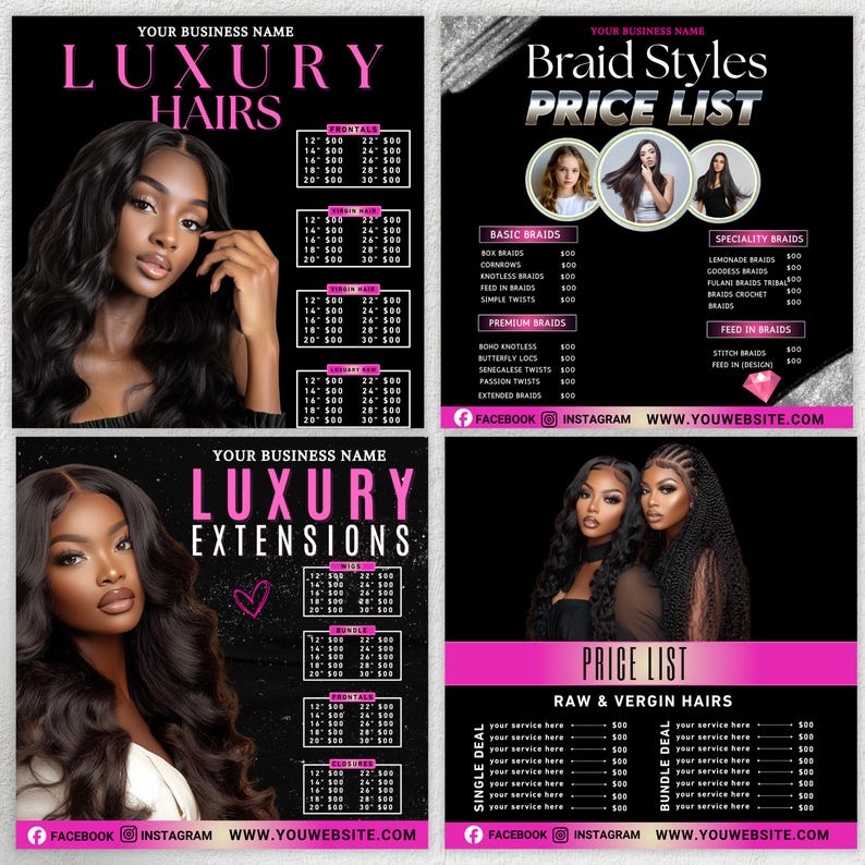 DIY Hair Collection Price List Flyer, Hair Pricelist Flyer, Hair ...