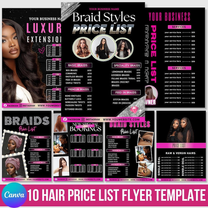 Editable Price List Template, Price List Flyer, Hair Price List, Flyer ...