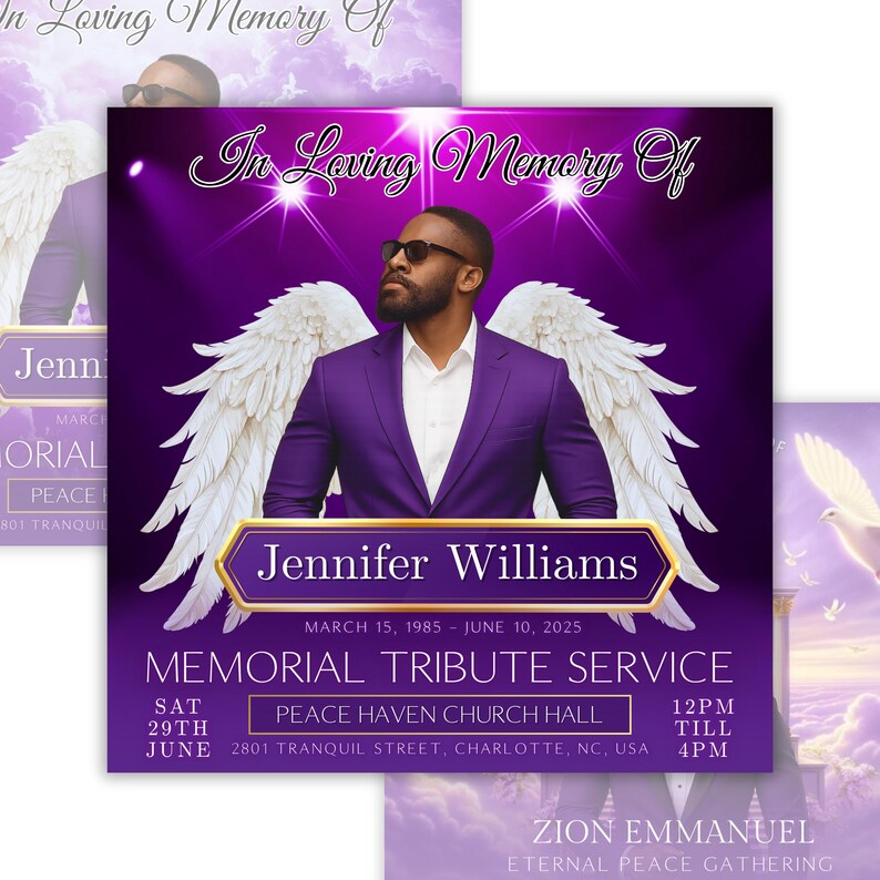 Memorial Funeral Announcement Flyer, Memorial Flyer, Memorial Funeral ...