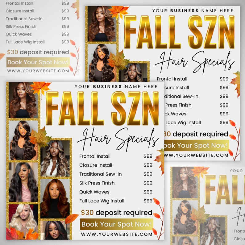 Fall Hair Specials Flyer, September Bookings Available Flyer, Fall ...
