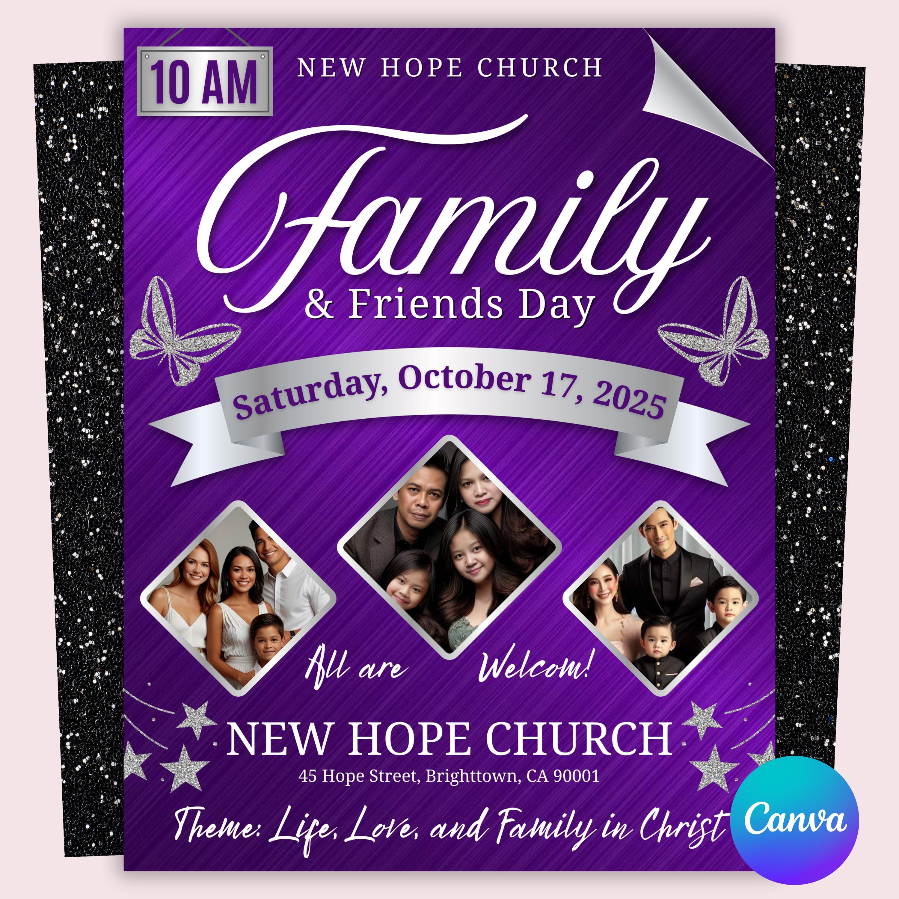 Family and Friends Flyer, Church Flyer Template, Editable Printable ...