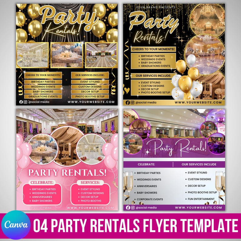 Party Rentals Flyer, Event Supplies Flyer, Event Equipment Rental Flyer ...