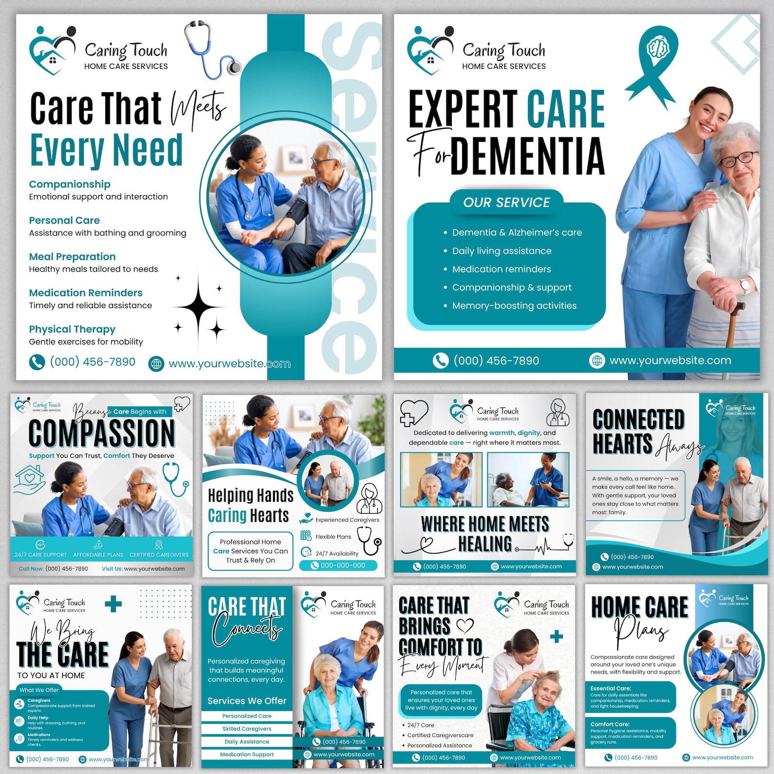 20-in 1 Flyer Bundle, Home Care Service Flyer, Home Care Assistance ...