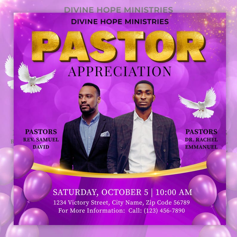 Pastor Appreciation Flyer Canva Template, Worship Church Flyer, Prayer ...