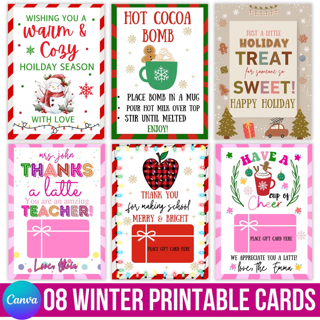 Editable Winter Card Template, Winter Printable Cards, Personalized ...