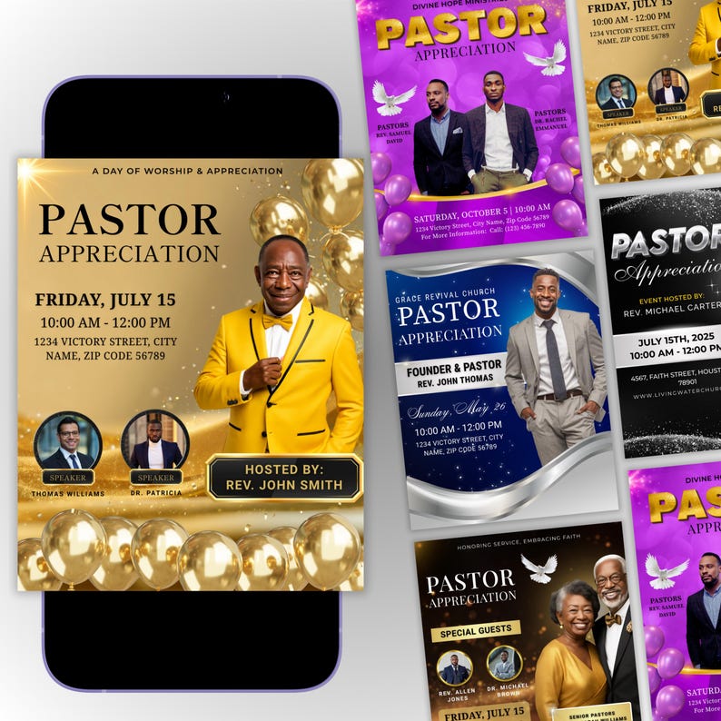 Pastor Appreciation Flyer Bundle, Worship Church Flyer, Prayer ...