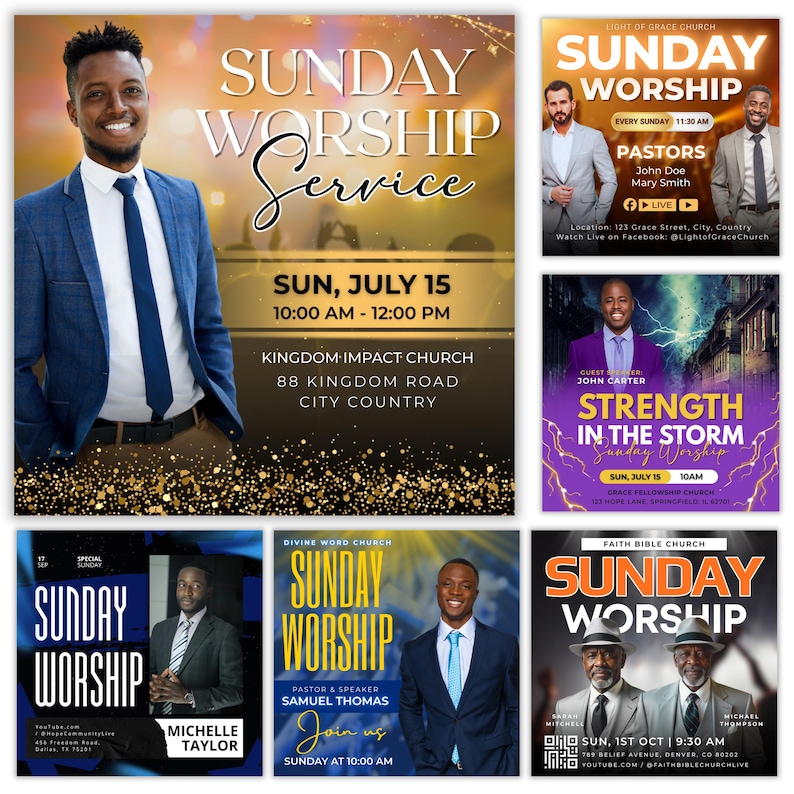 Editable Church Flyer Template, Sunday Worship Church Flyer, Church ...