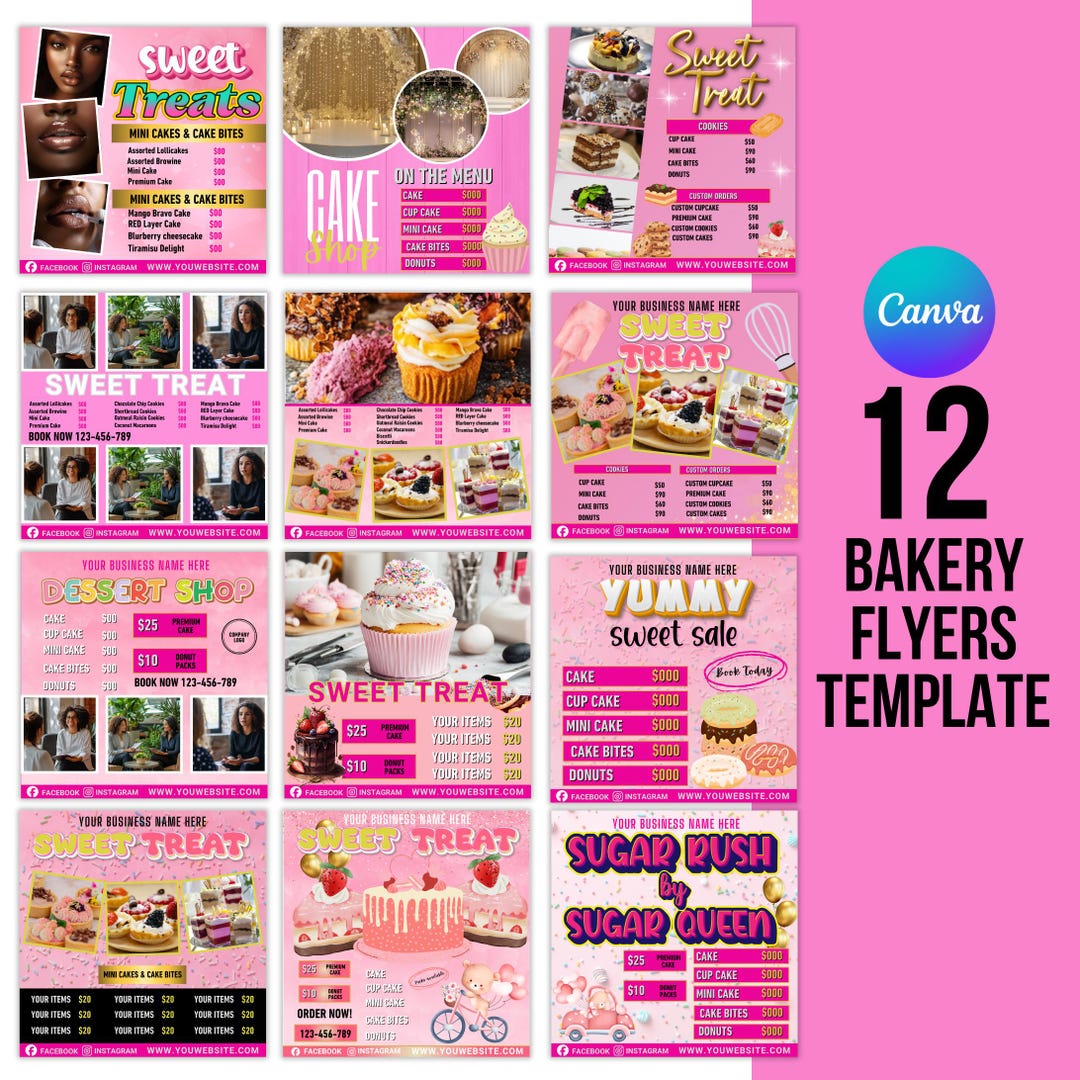 Bakery Flyer Editable Canva Template , Sweet Treats Flyer, Bake Sale ...