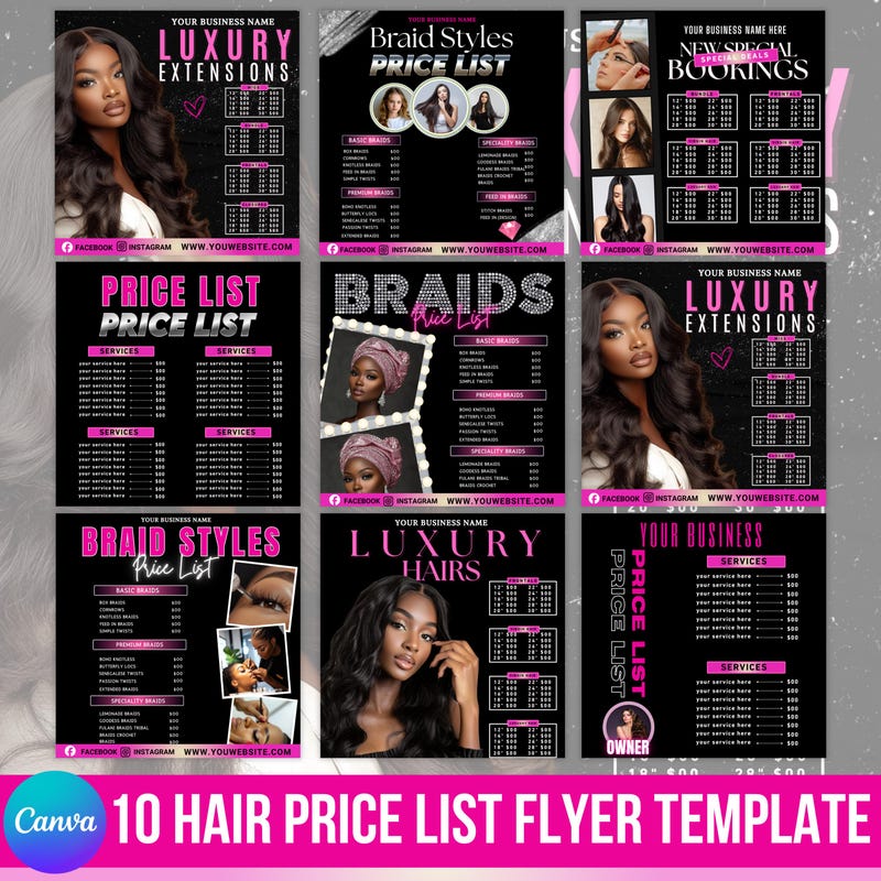 Hair Flyer Price Menu - Etsy
