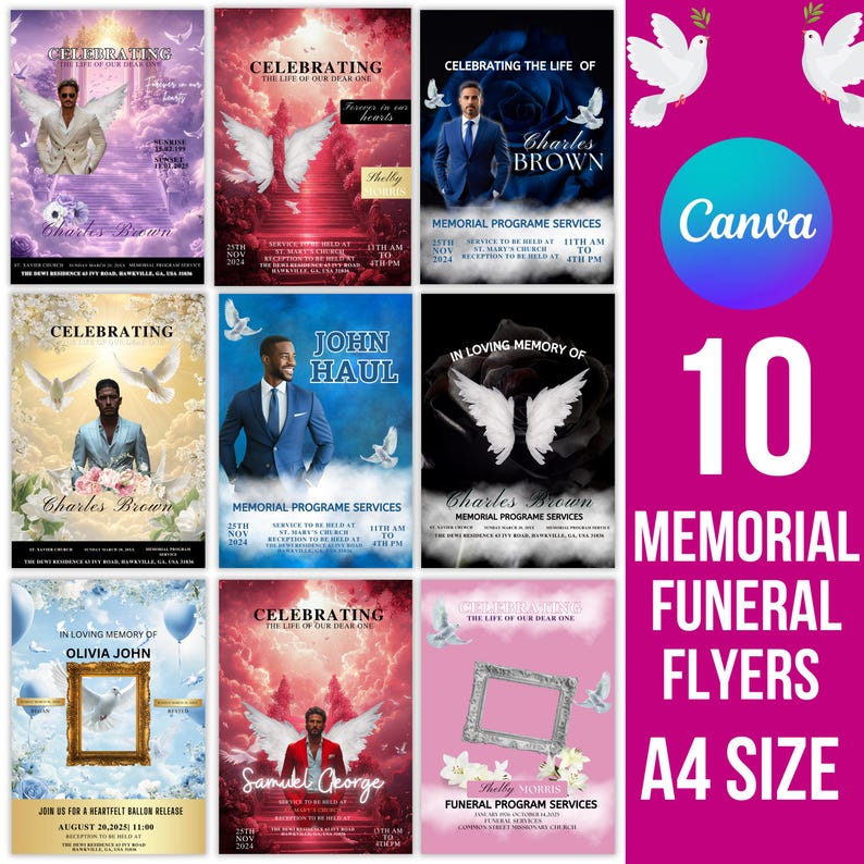 10 Memorial Flyer, Memorial Funeral, Memorial Funeral Announcement ...