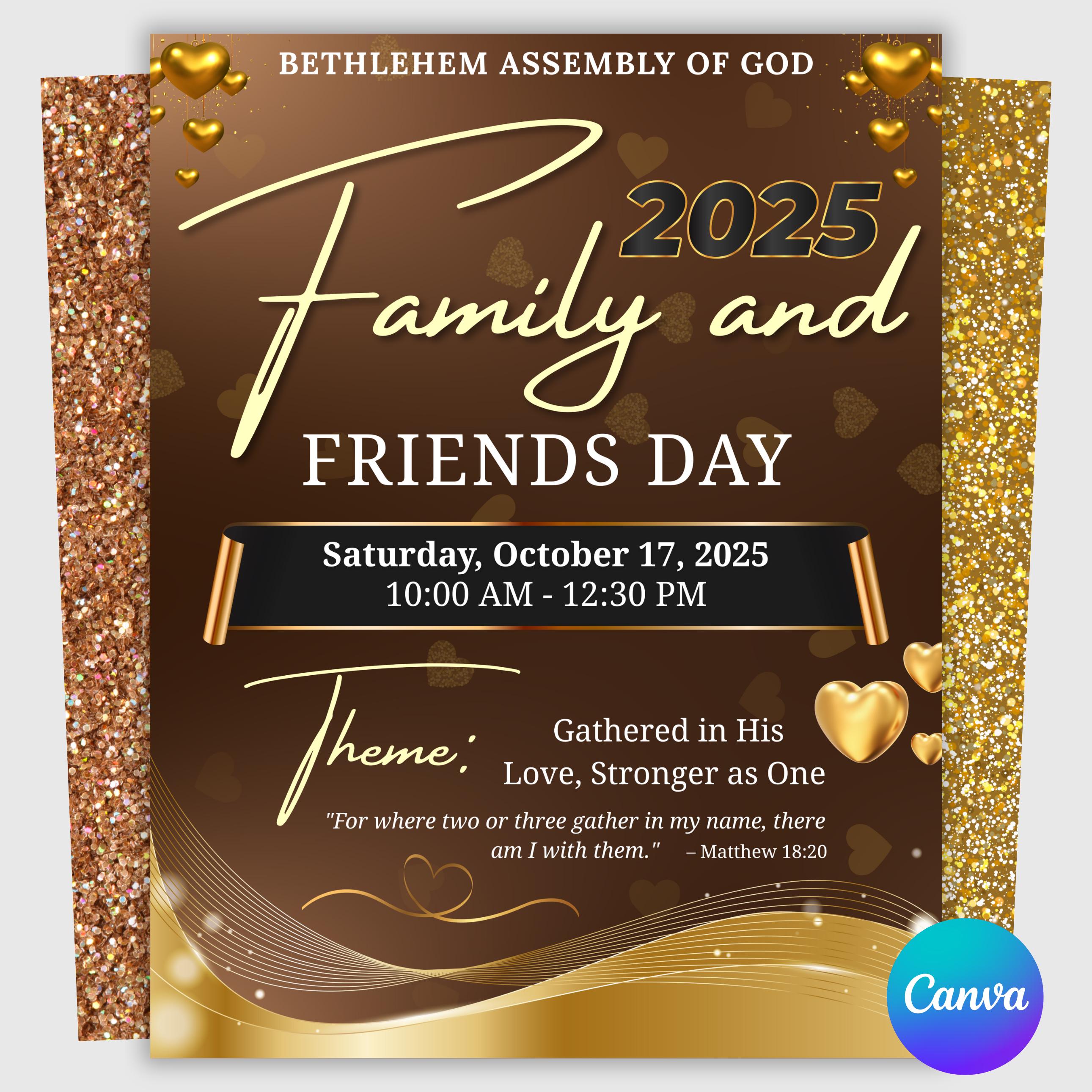 Family and Friends Flyer, Church Flyer Template, Editable Printable ...