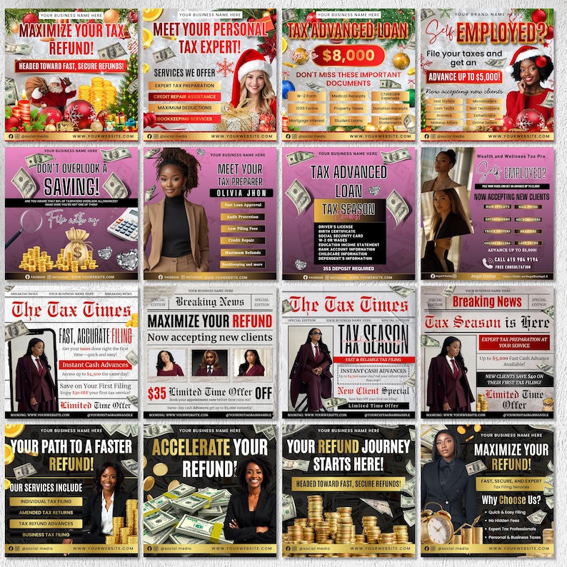 Mega Tax Prep Bundle, 110 Tax Prep Flyers, Tax Prep Instagram Bundle ...