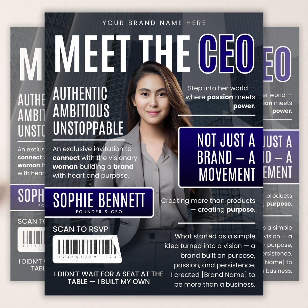 Meet the CEO Flyer, Magazine Style Canva Template, Business Owner ...