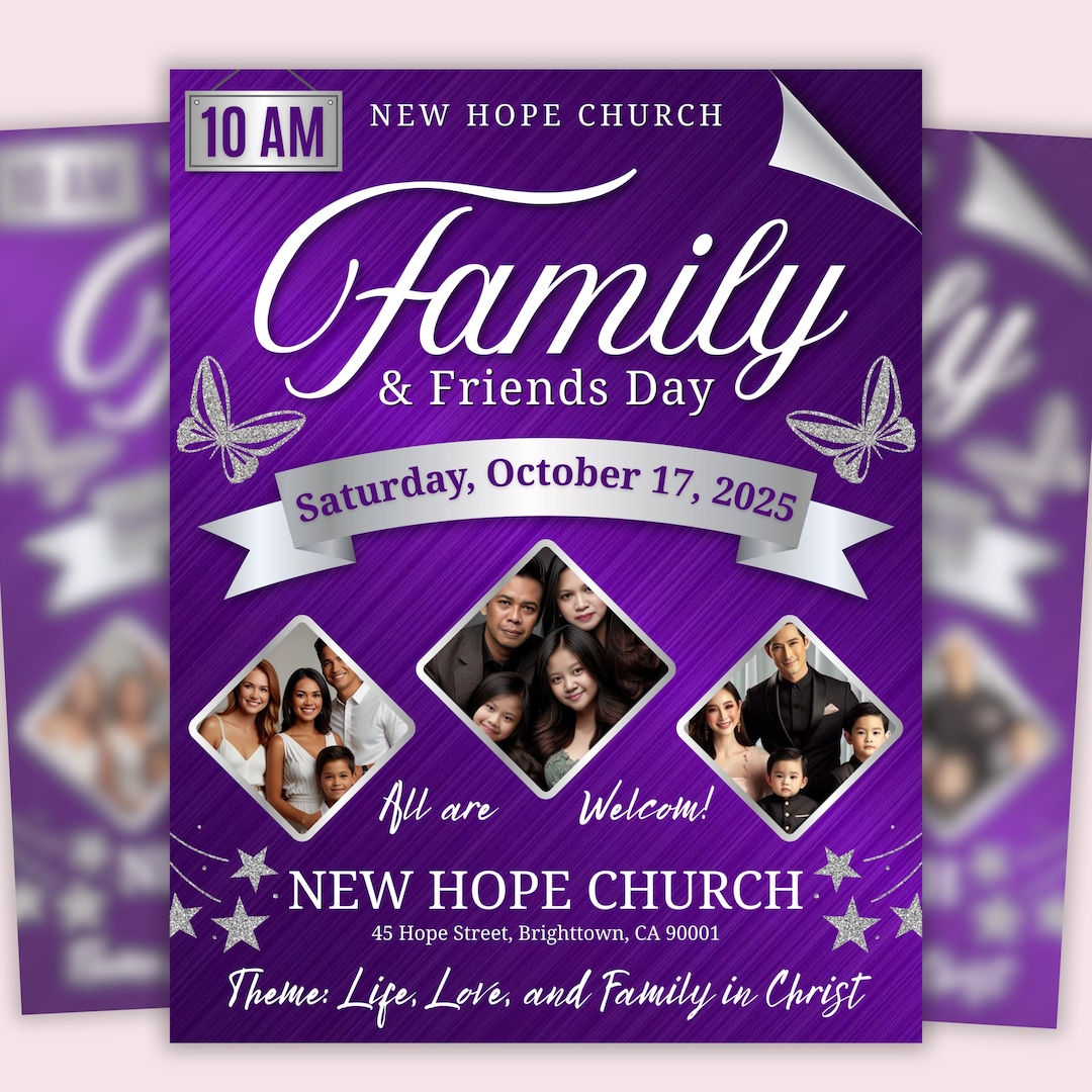 Family and Friends Flyer, Church Flyer Template, Editable Printable ...