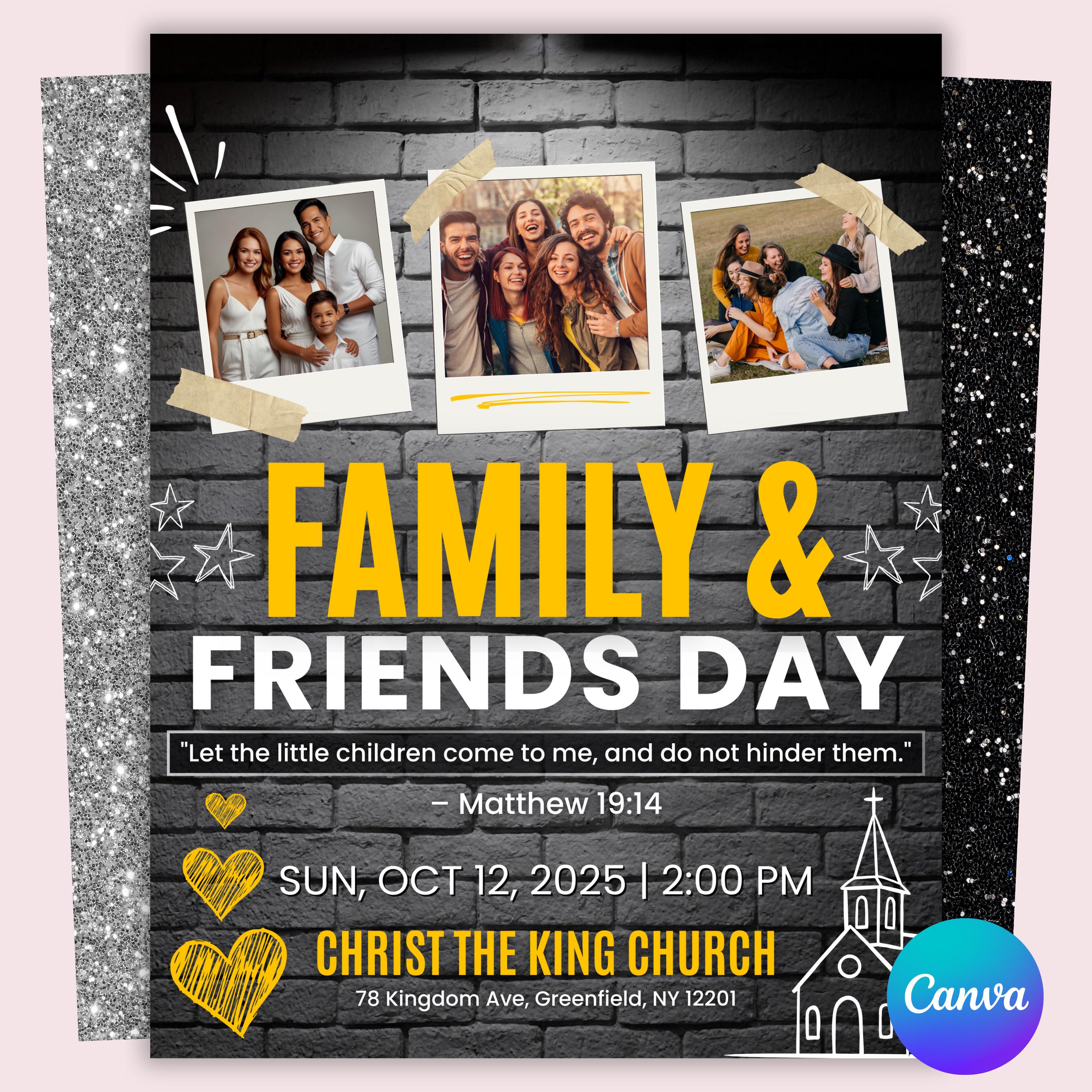 Family and Friends Flyer, Church Flyer Template, Editable Printable ...