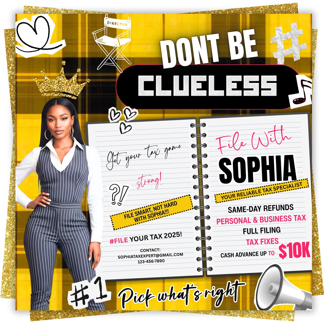 Tax Prep Flyer Template, Clueless Theme Tax Flyer, Tax Preparation ...