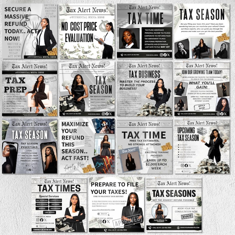 Mega Tax Prep Bundle, 110 Tax Prep Flyers, Tax Prep Instagram Bundle ...