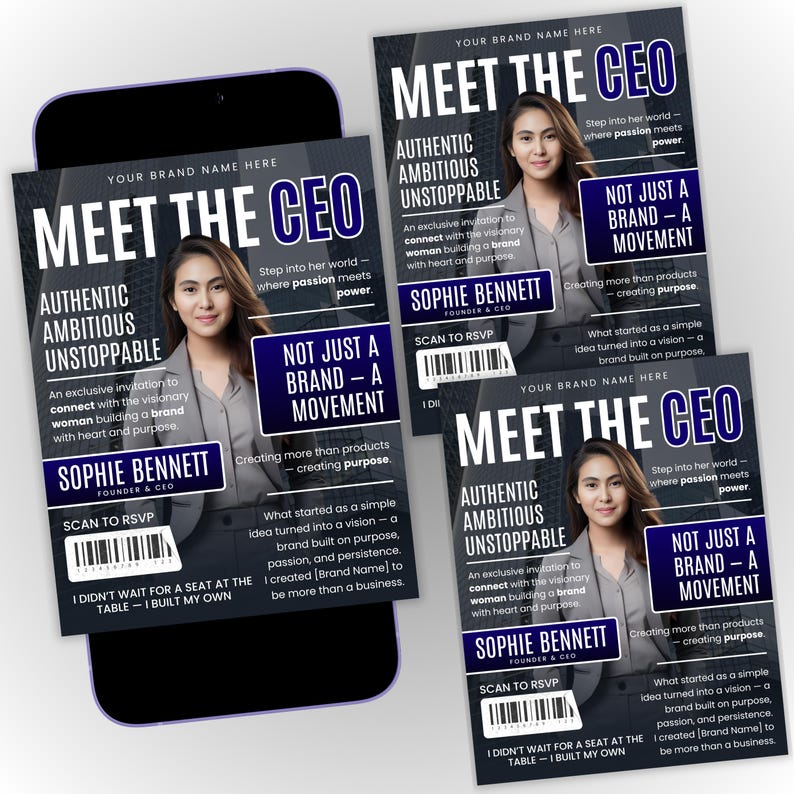 Meet the CEO Flyer, Magazine Style Canva Template, Business Owner ...