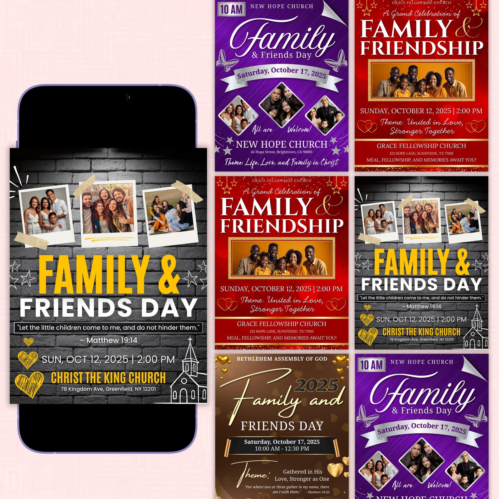 Family and Friends Flyer, Church Flyer Template, Editable Printable ...