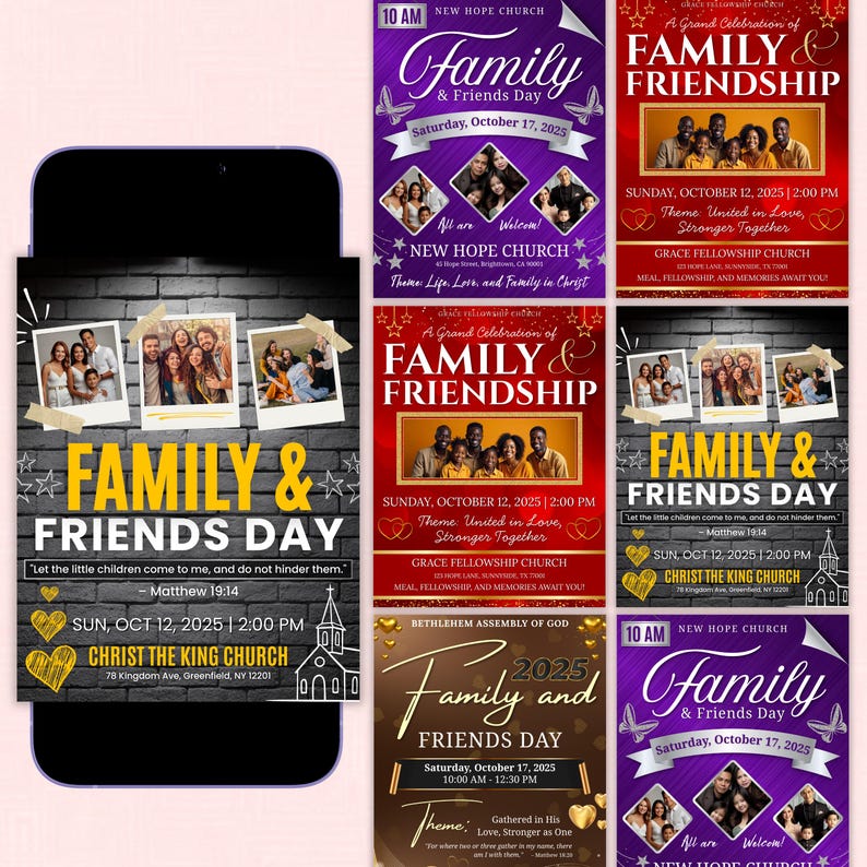 Family and Friends Flyer, Church Flyer Template, Editable Printable ...